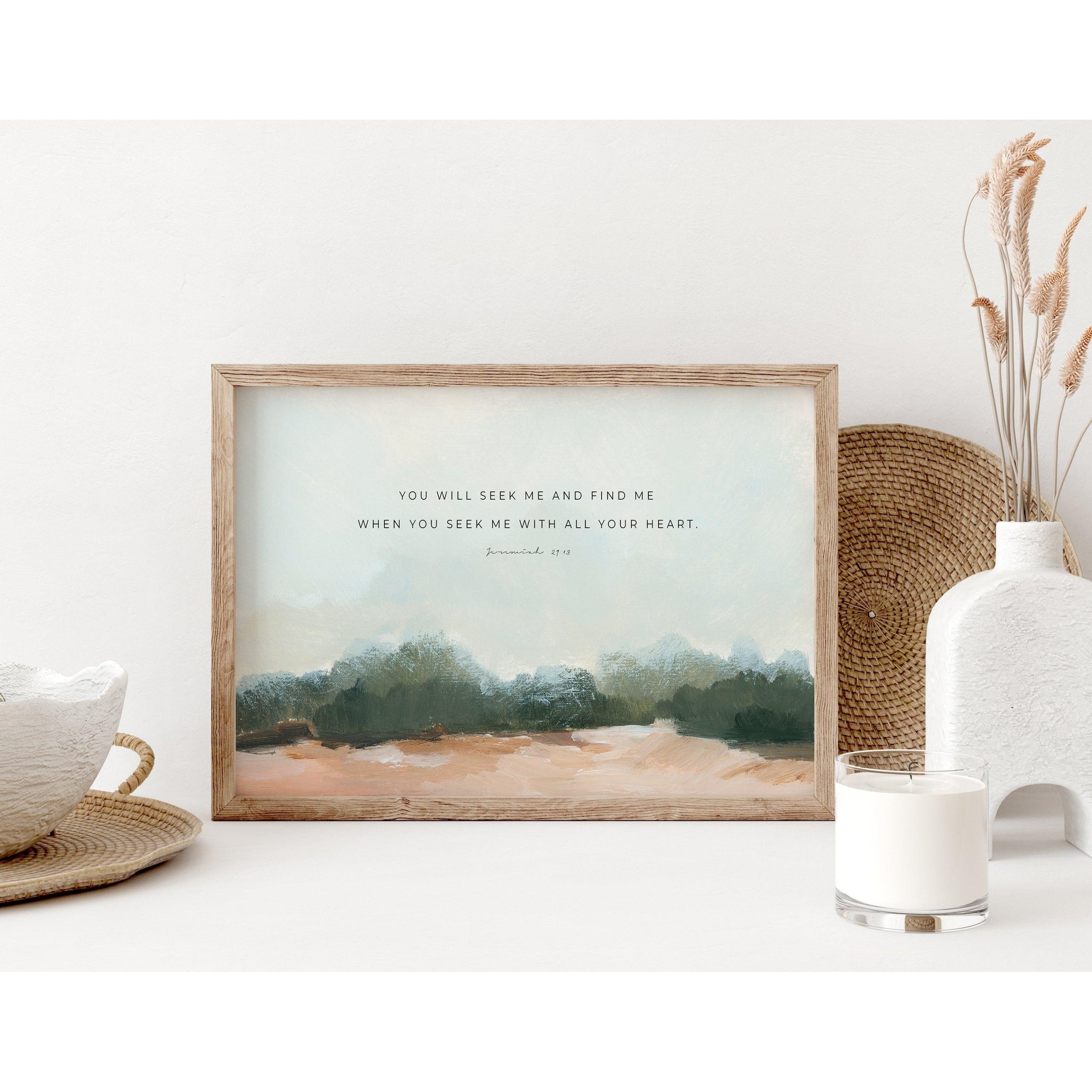 Christian Art - Landscape with Bible Verse Jeremiah 29:13 "Seek and Fi ...