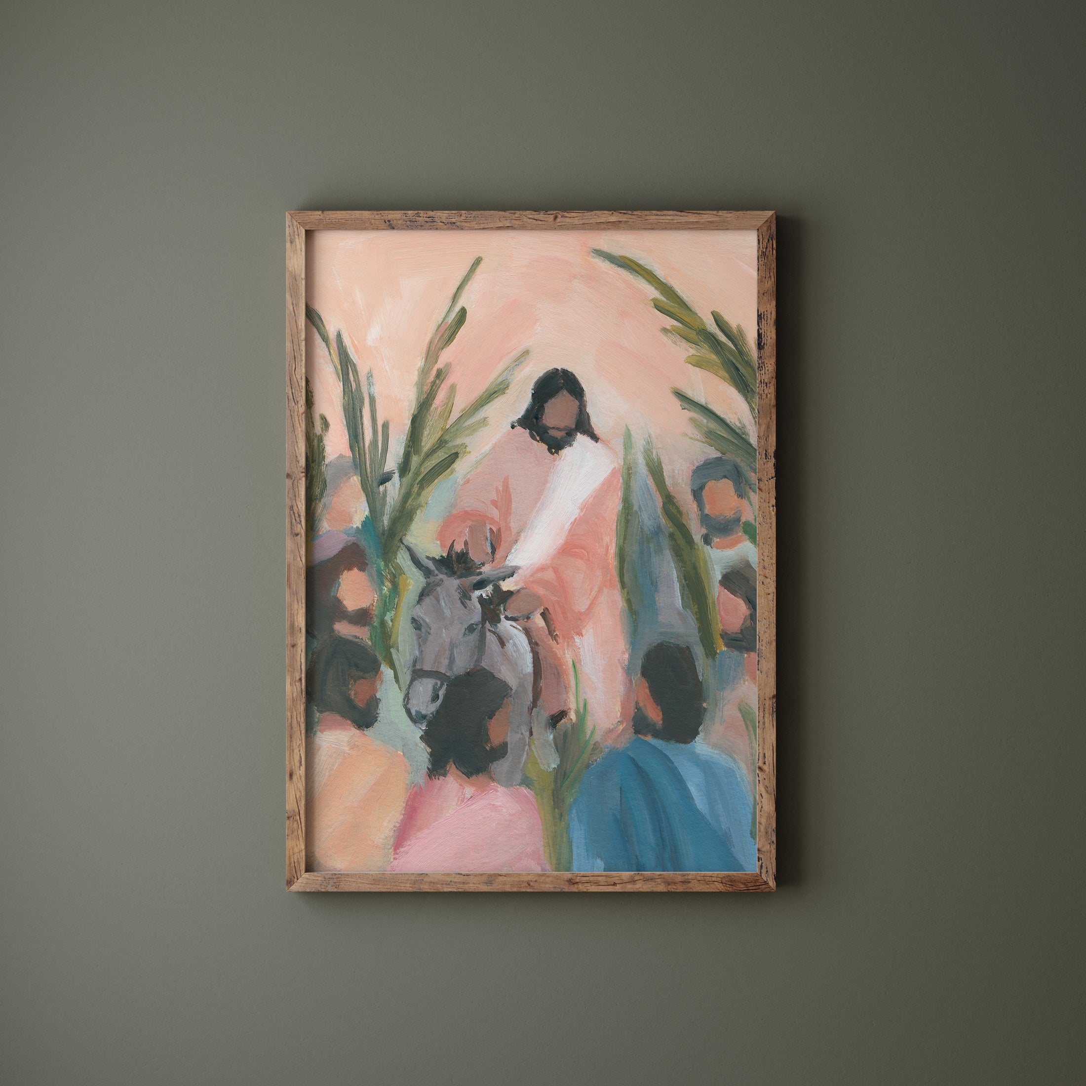 Palm Sunday Jesus Entry Painting – Humble and Meek Oil-Style Christian ...