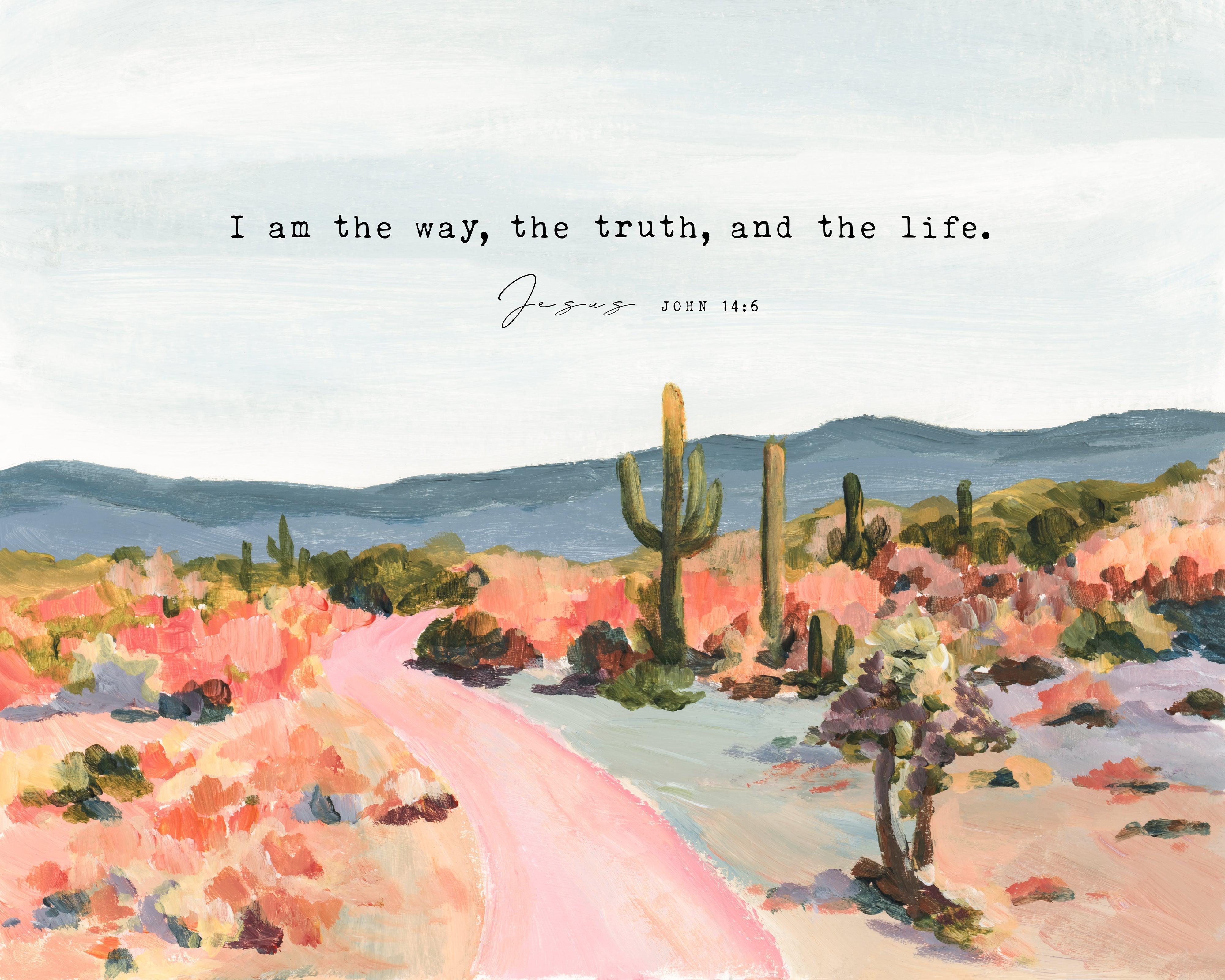 Large Size Christian Wall Art - Landscape with Bible Verse John 14:6 ...