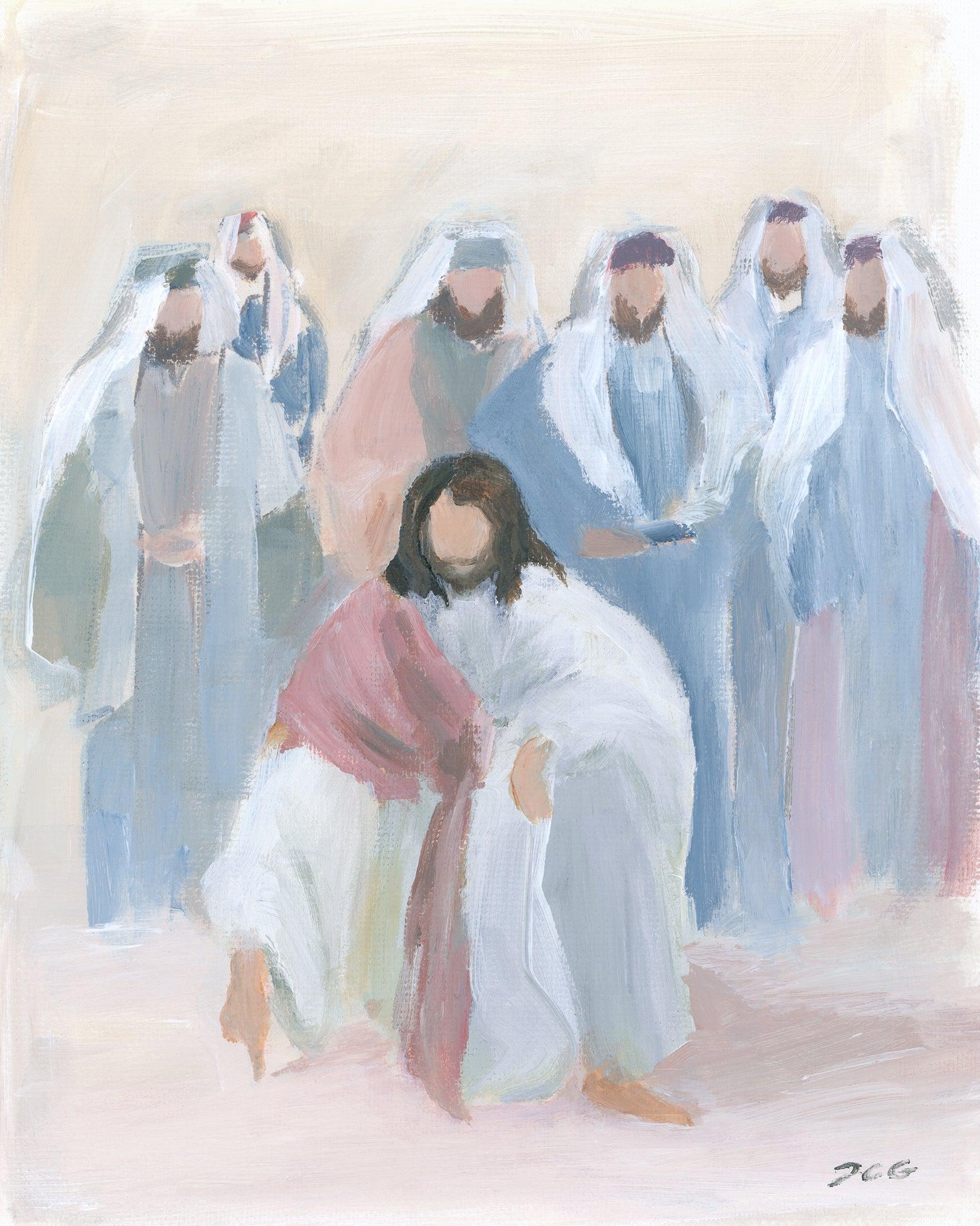 Modern Christian Art | Jesus Writing on the Ground - Powerful Bible ...