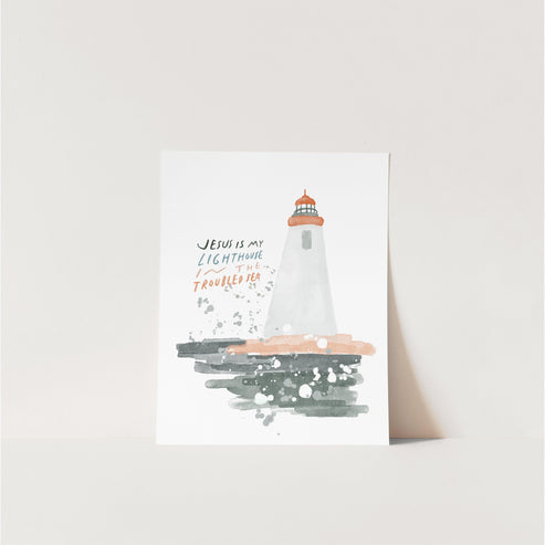 Christian Lighthouse Wall Art — “Jesus My Lighthouse” Print – Made Seen