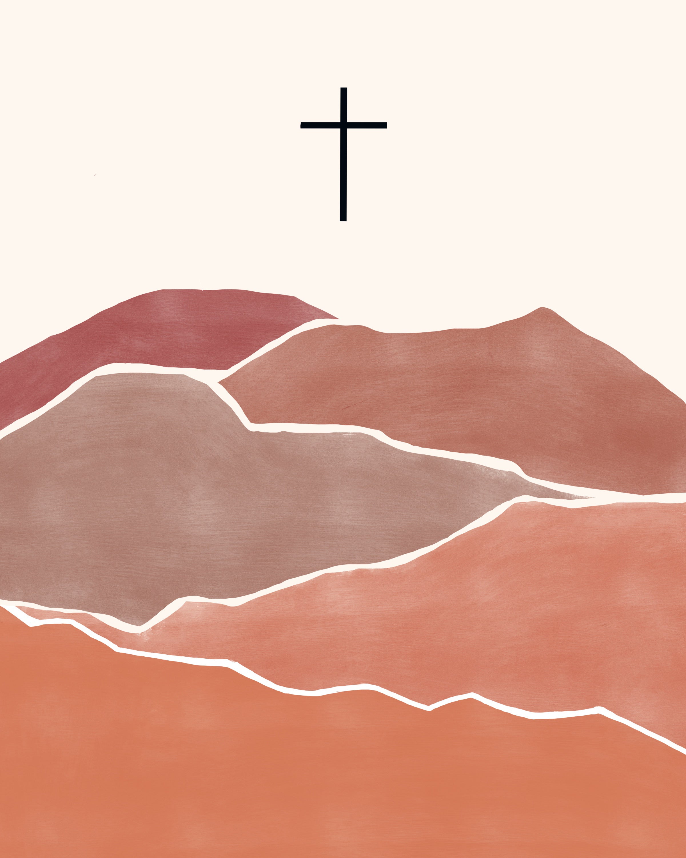 Modern Minimalist Christian Art - Cross on Mountain – Made Seen