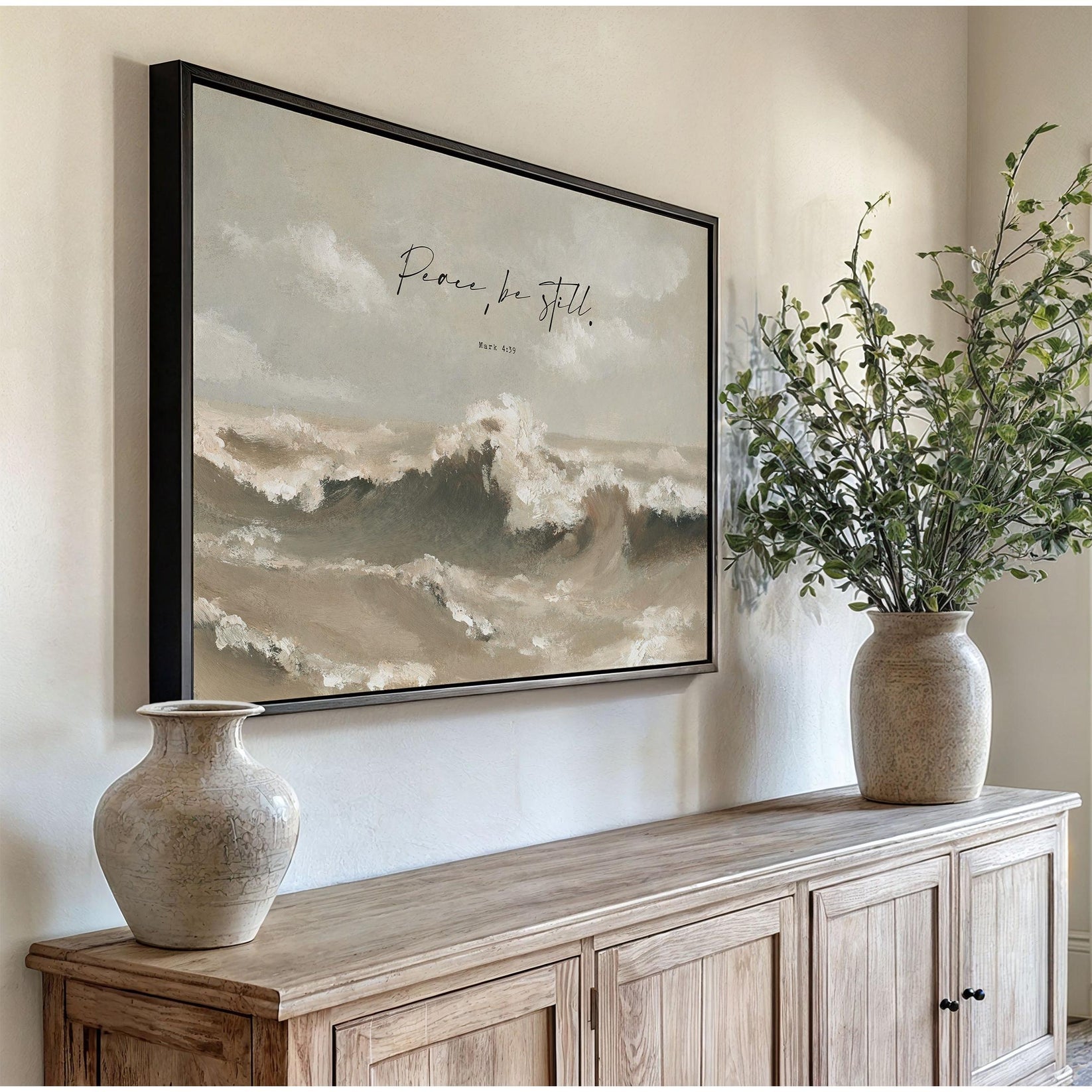 Ocean Waves Christian Wall Art — “Peace, Be Still” Print – Made Seen