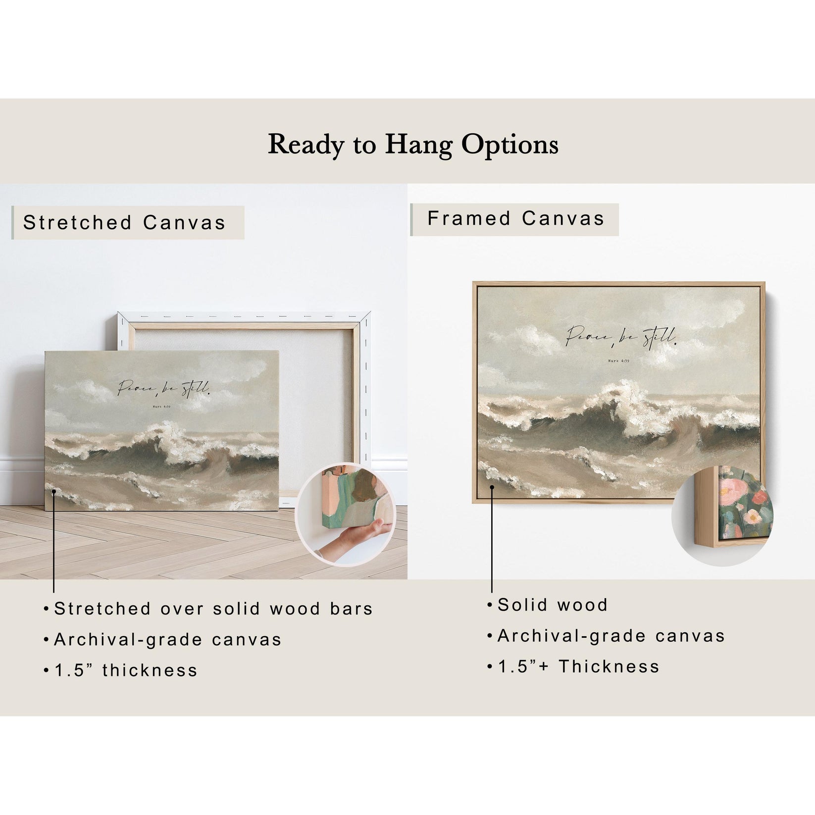 Ocean Waves Christian Wall Art — “Peace, Be Still” Print – Made Seen