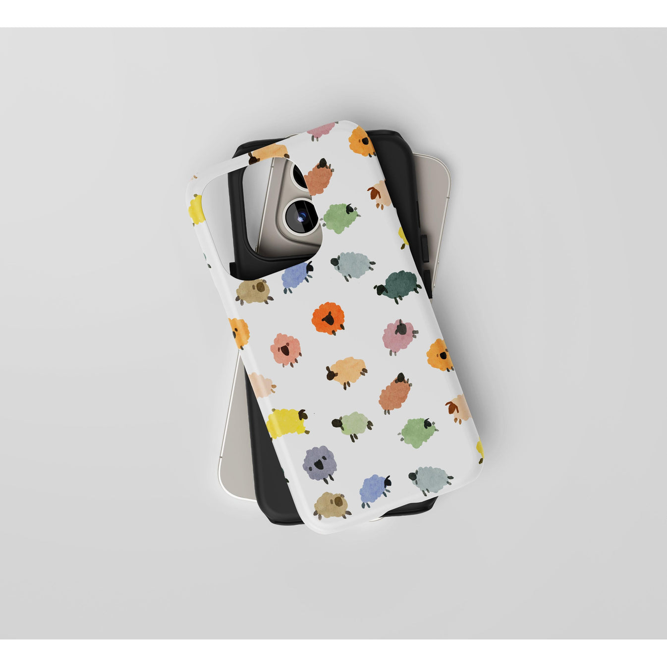 "His Sheep" Phone Case – Watercolor colorful Sheep Design – Made Seen