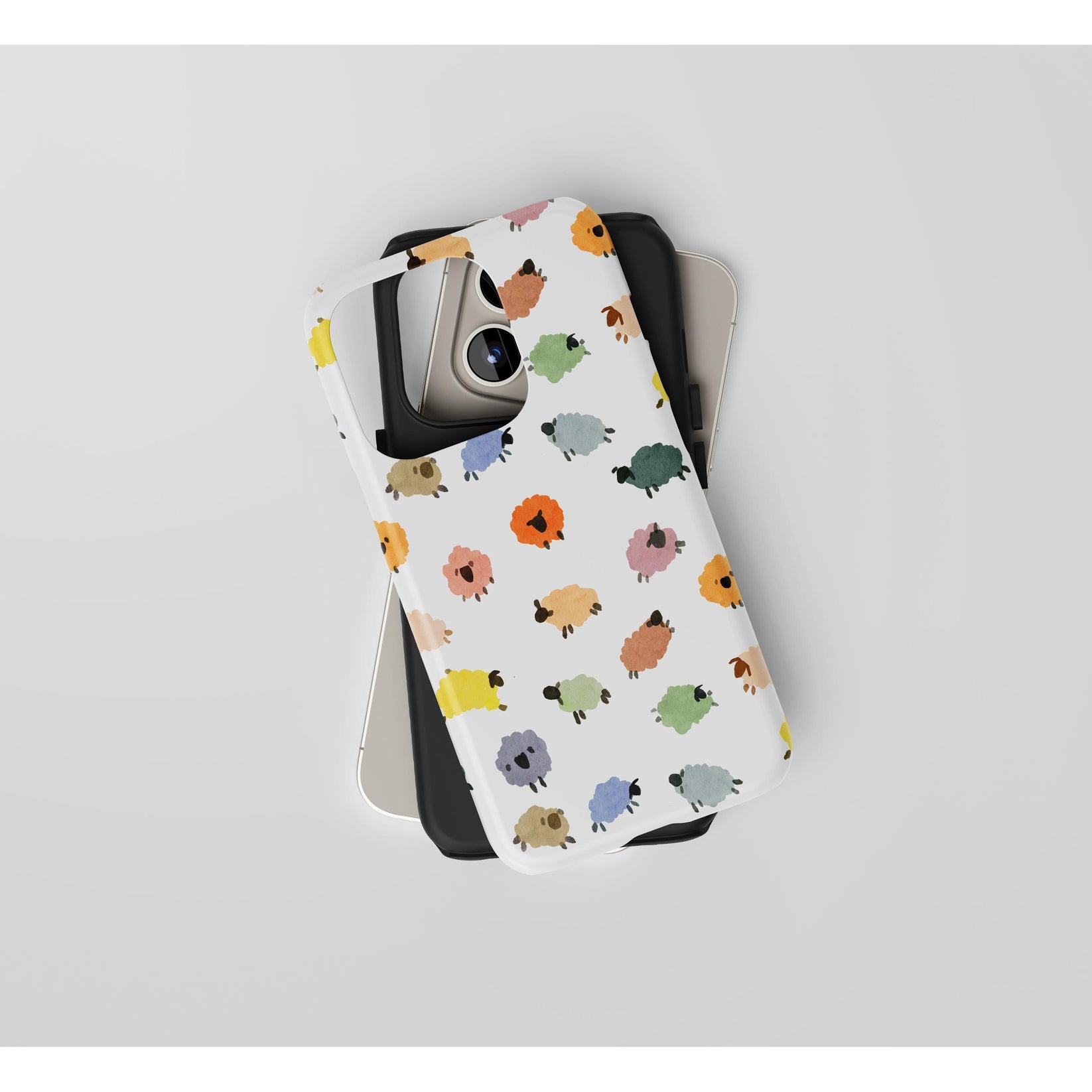 "His Sheep" Phone Case – Watercolor colorful Sheep Design – Made Seen