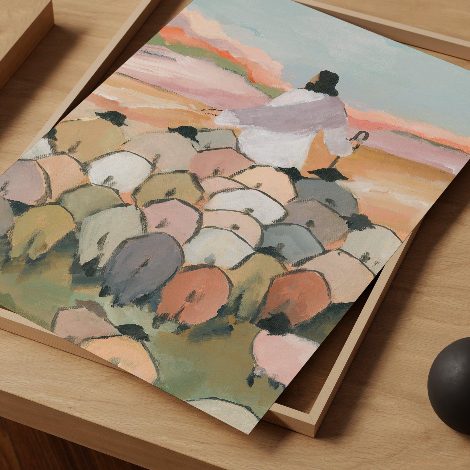 Psalm 23 The Good Shepherd Jesus and Sheep | Modern Art Print – Made Seen