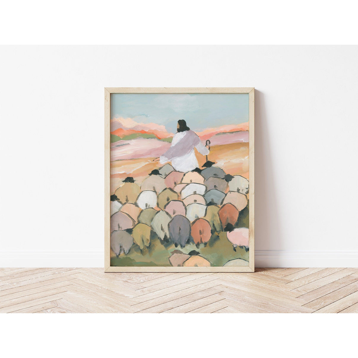 Psalm 23 The Good Shepherd Jesus and Sheep | Modern Art Print – Made Seen